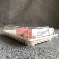 China Disposable Food Container Bagasse Bread Packing Box With PET Lid for sale
