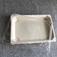 China Disposable Food Container Bagasse Bread Packing Box With PET Lid for sale