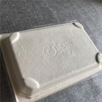 China Disposable Food Container Bagasse Bread Packing Box With PET Lid for sale
