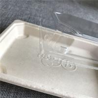 China Disposable Food Container Bagasse Bread Packing Box With PET Lid for sale