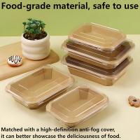 China Eco-Friendly Kraft Paper Food Containers Rectangular & Octagonal Disposable Salad Bowls for Picnic Outdoor Takeaway for sale