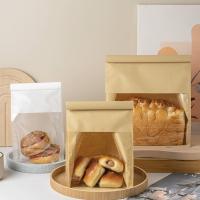 China Kraft Paper Bread Bag with Clear Window for Toast Sandwich Packaging Custom Logo Printing White and Brown Options for sale
