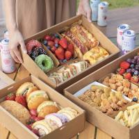 China Multi-Size Disposable Kraft Paper Takeout Containers  Salad / Cake / Fruit / Sushi Boxes with Clear Window for sale