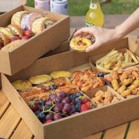 China Multi-Size Disposable Kraft Paper Takeout Containers  Salad / Cake / Fruit / Sushi Boxes with Clear Window for sale