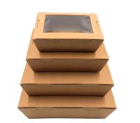 China Custom Paper Box Gift Packaging Salad Paper Box Meal Lunch Take Away Food Box for Eat with PET Window for sale