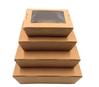 China Custom Paper Box Gift Packaging Salad Paper Box Meal Lunch Take Away Food Box for Eat with PET Window for sale