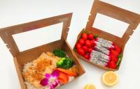 China Custom Paper Box Gift Packaging Salad Paper Box Meal Lunch Take Away Food Box for Eat with PET Window for sale