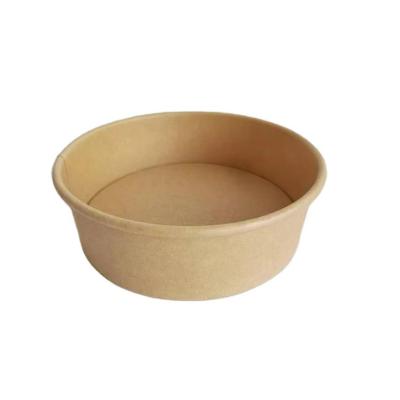 China Custom Printing Food Packing Round Kraft Take Away Salad Paper Bowl Disposable Paper Bowls With Lid for sale