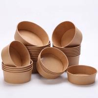 China Custom Printing Food Packing Round Kraft Take Away Salad Paper Bowl Disposable Paper Bowls With Lid for sale