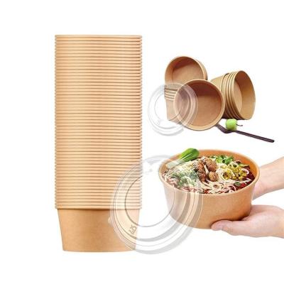 China Free Sample Recyclable Custom Salad Food Grade Paper Plate Kraft Round Paper Bowl for sale