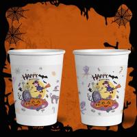 China Custom-Printed Halloween Disposable Paper Cups with Lids & Straws – For Hot/Cold Beverages & Party Use for sale