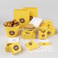 China Custom Printed Fast Food Packaging Boxes Take Away Disposable Chicken Wing Fried Chicken French Fry Burger Chips Box for sale