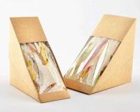 China New Design Custom Printed Paper Sandwich Box Paper Triangle Sandwich Packaging Boxes With Window for sale