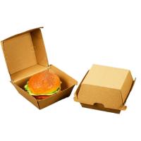 China Hamburger Burger Hot Dog Box Corrugated Kraft Pape Biodegradable Disposable Fast Food Lunch Takeaway Packaging for sale