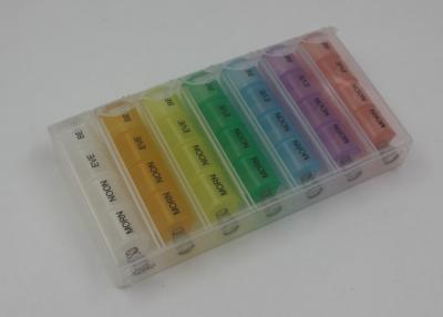 China Travel Pill Case Organizer , Transparent Rainbow Plastic Pill Box For Children for sale