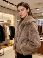 China Ultra Soft Faux Fur Jacket with Dense Plush Pile and Relaxed Drop Shoulder for Warmth for sale