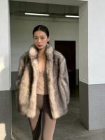 China Stylish Marbled Design Faux Fur Coat with Oversized Fit and Plush Texture for Trendy Street Style for sale