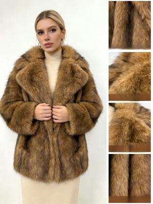China Mid-Length Faux Fur Jacket with Oversized Wide Lapel and Relaxed Silhouette for Layering Comfort for sale