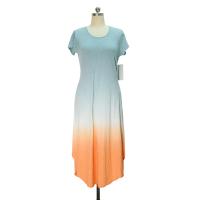China Women's Ombre Dip-Dye Maxi Dress with Lightweight Cotton Slub and Relaxed Flowy Silhouette for sale