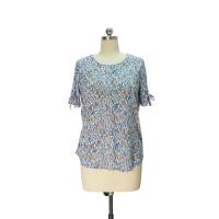 China Abstract Print Short-Sleeve Top with Tie Cuffs for sale