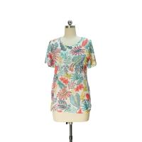 China Lightweight tropical print short-sleeve crew neck tee for sale