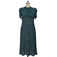 China Dark Green Ditsy Floral Print Midi Dress with Puff Sleeves for sale