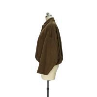 China Soft Brown Suede Cropped Jacket with Loose Silhouette and Machine Washable Care for sale