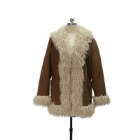 China Vintage Brown Suede Coat with Shearling Trim - Machine Washable, High Durability, Soft and Smooth Texture for sale