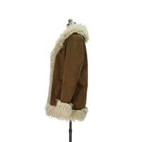 China Vintage Brown Suede Coat with Shearling Trim - Machine Washable, High Durability, Soft and Smooth Texture for sale