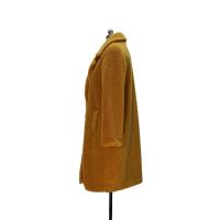 China Golden Yellow 100% Polyester Teddy Coat with Double-Breasted Lapel for Modern Women for sale