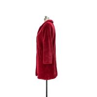 China Soft and smooth red wine faux fur coat with regular fit for women's winter outerwear for sale