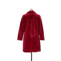 China Soft and smooth red wine faux fur coat with regular fit for women's winter outerwear for sale