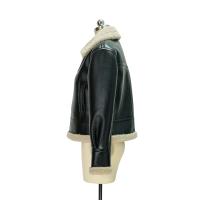 China Black Faux Leather Aviator Jacket with Shearling Lining and Pullover Closure in 100% Polyester for sale