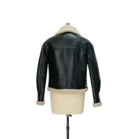 China Black Faux Leather Aviator Jacket with Shearling Lining and Pullover Closure in 100% Polyester for sale