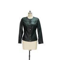 China Black PU Leather Jacket Slim Fit Women's Casual Outerwear for sale