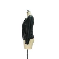 China Black PU Leather Jacket Slim Fit Women's Casual Outerwear for sale