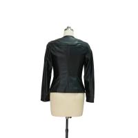 China Black PU Leather Jacket Slim Fit Women's Casual Outerwear for sale