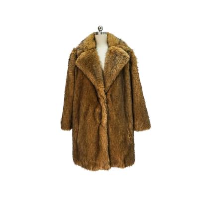 China Rich Gradient Brown Mid-Length Faux Fur Coat with Soft and Smooth Texture for Autumn/Winter for sale