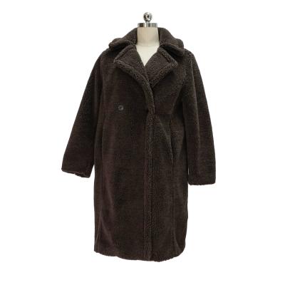 China Dark Brown Soft and Plush Faux Fur Coat with Loose Straight Silhouette Teddy Overcoat for sale