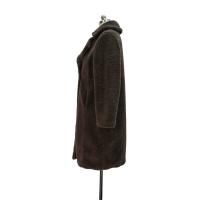 China Dark Brown Soft and Plush Faux Fur Coat with Loose Straight Silhouette Teddy Overcoat for sale