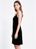 China Black Velvet Slip Dress with Celestial Embossed for sale