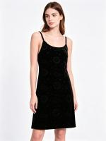 China Black Velvet Slip Dress with Celestial Embossed for sale
