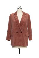 China Women's Double-Breasted Corduroy Blazer with Notched Lapel and Regular Fit Classic Woven Jacket for sale