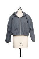 China Soft Texture Cropped Hooded Jacket with Relaxed Balloon Fit Casual Hooded Coat for Autumn Winter Layering for sale