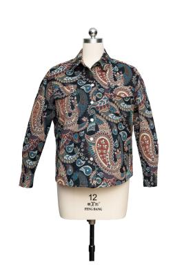 China Vintage Paisley Woven Shirt Jacket with Button Closure Casual Overshirt Regular Fit Layering Coat for sale