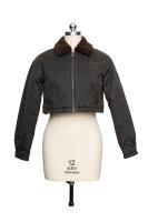 China Washed Cropped Canvas Jacket with Sherpa Collar Regular Fit Cotton Women's Winter Jacket for sale