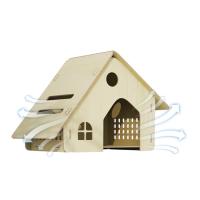 China Snap Button Closure Indoor Wooden Cat House Made of HDF Board for Your Feline Frien for sale