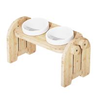 China Elevated Cat Dog Bowls With Bamboo Stand Raised Feeder for Pet Wooden Pet Food Bowls for sale