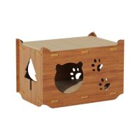 China Integrated Wooden Vertical Double-Layer Stacked Cat House Cat Scratch Board Modern Cat Furniture for sale