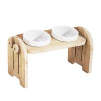 China Small Dogs and Cats Adjustable Pet Bowl with Durable Bamboo Stand NO Time Setting for sale